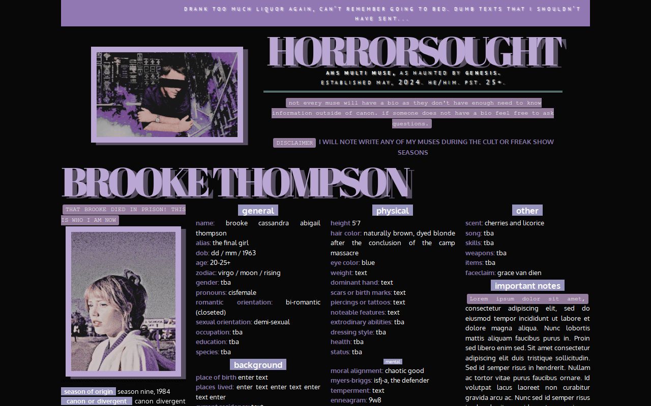 HORRORSOUGHT BIOS